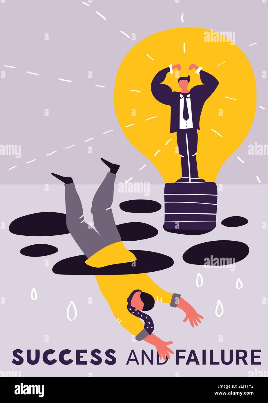 Failure success business poster with two people are engaged in the ...