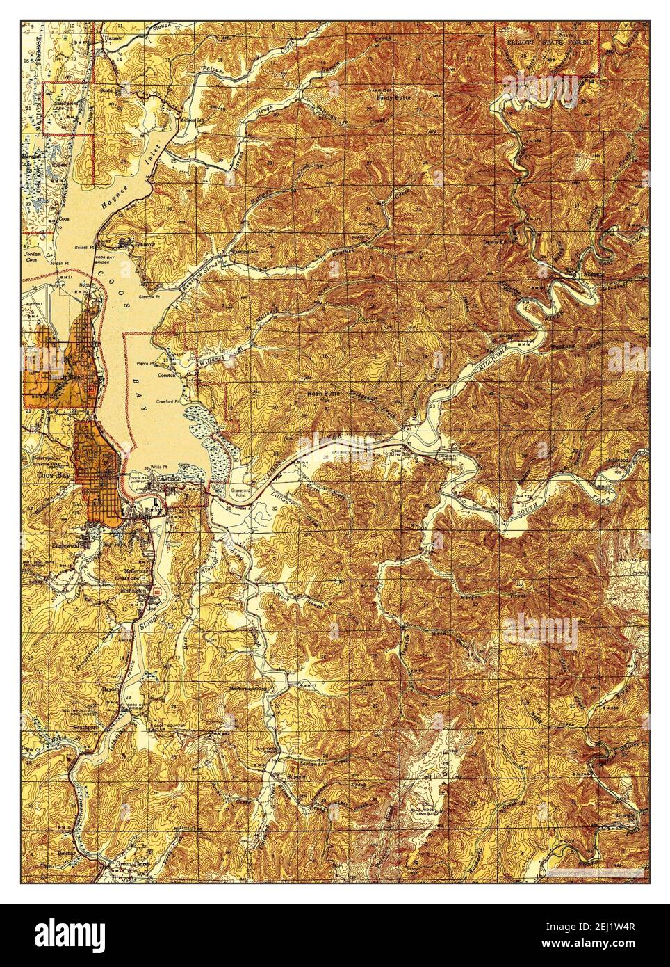 Map of coos bay oregon Cut Out Stock Images & Pictures - Alamy