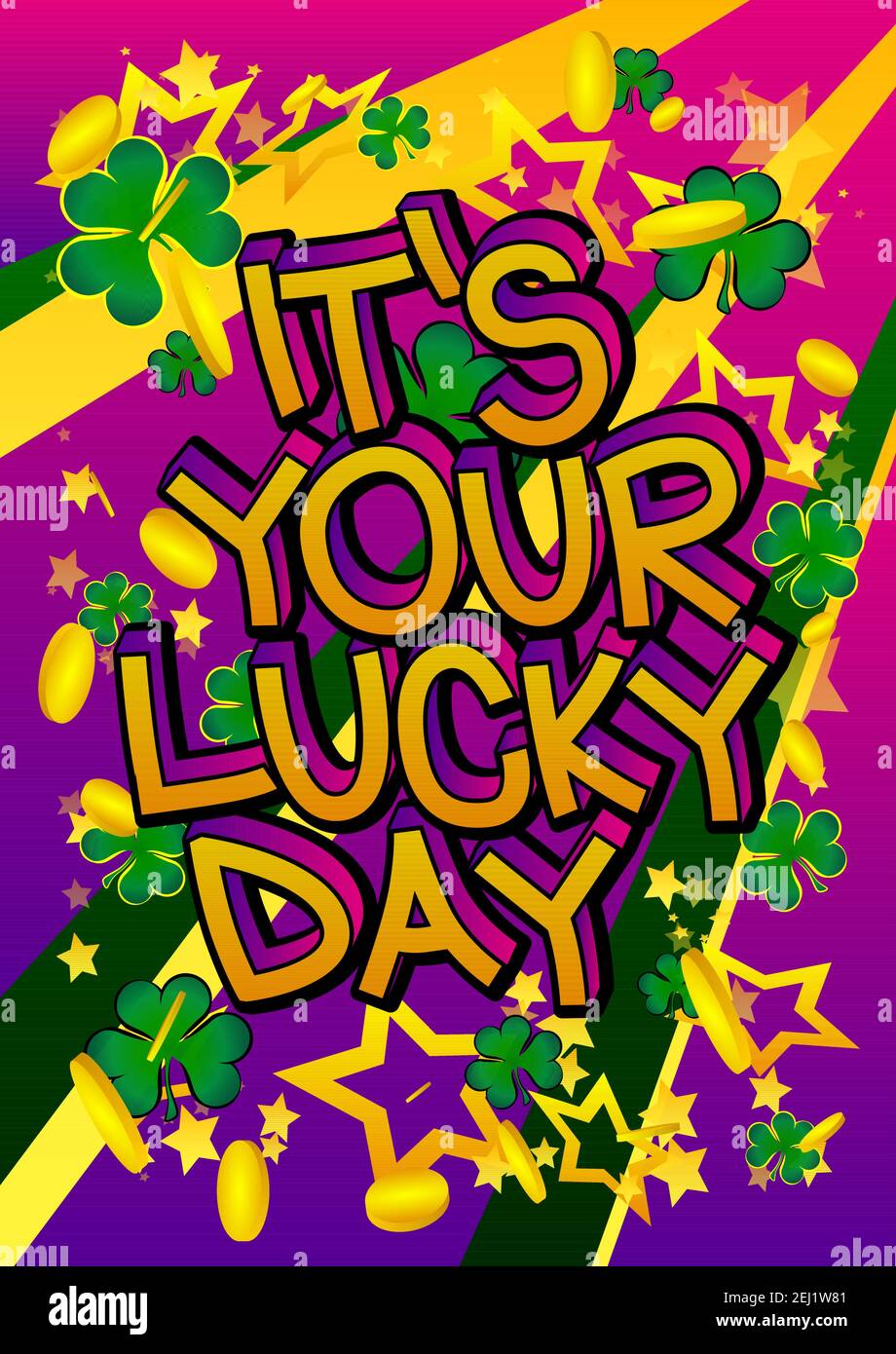 Luck related comic book style poster, banner, template. Cartoon style ...
