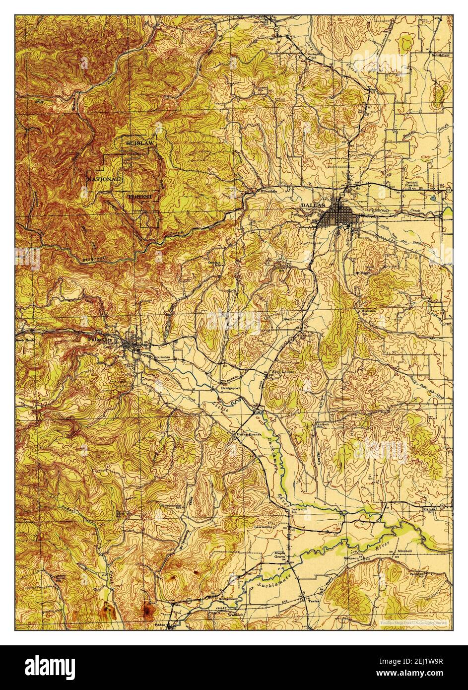 Map of dallas oregon Cut Out Stock Images & Pictures - Alamy