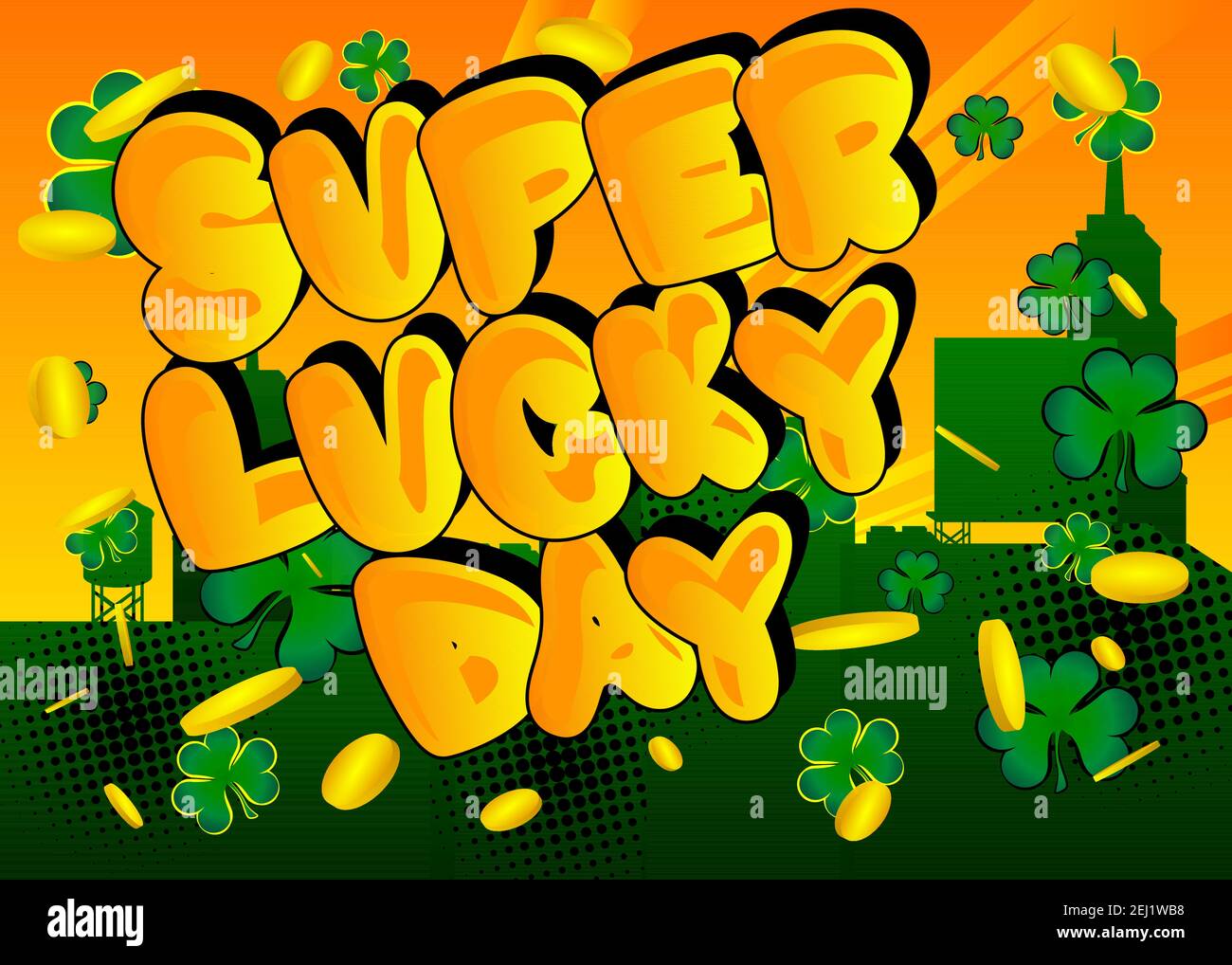 Luck related comic book style poster, banner, template. Cartoon style ...