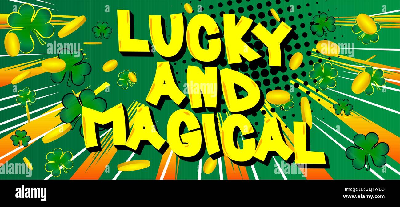 Luck related comic book style poster, banner, template. Cartoon style ...