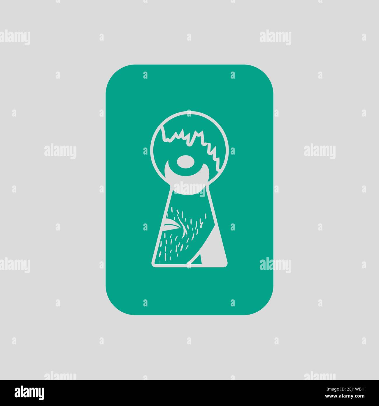 Criminal Peeping Through Keyhole Icon. Green on Gray Background. Vector Illustration Stock ...