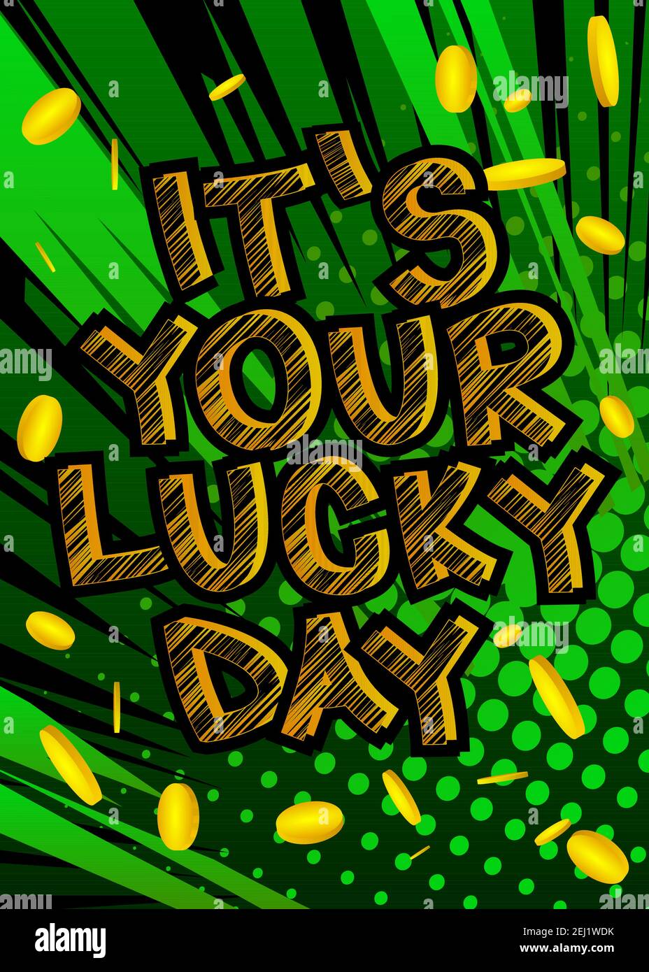 Luck related comic book style poster, banner, template. Cartoon style ...