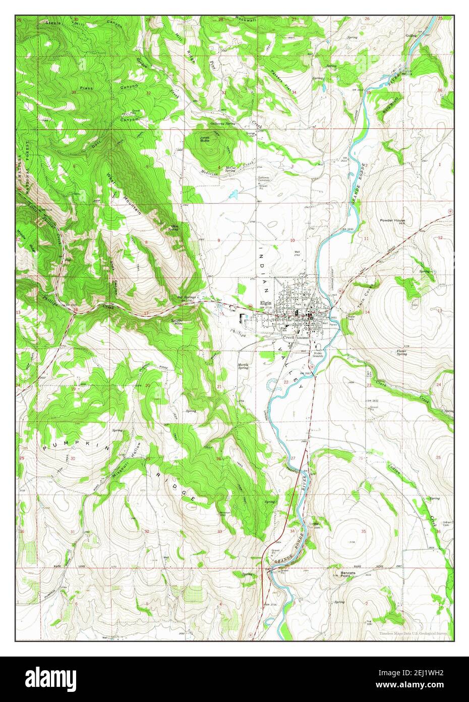 Elgin, Oregon, map 1964, 1:24000, United States of America by Timeless ...