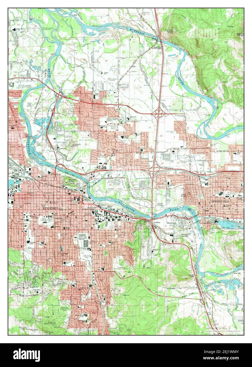 Map of eugene oregon hi-res stock photography and images - Alamy