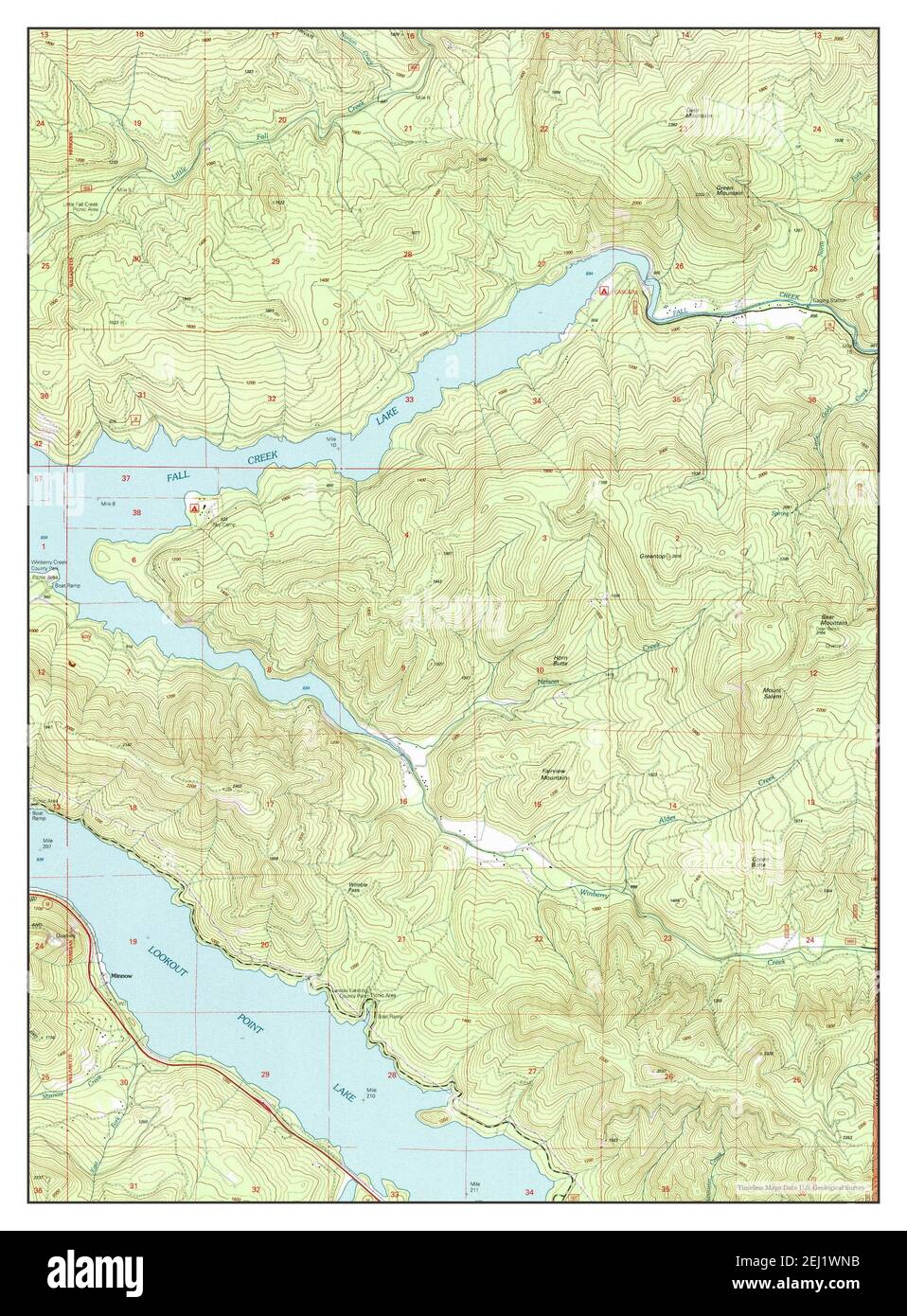 Fall Creek Lake, Oregon, map 1997, 1:24000, United States of America by ...