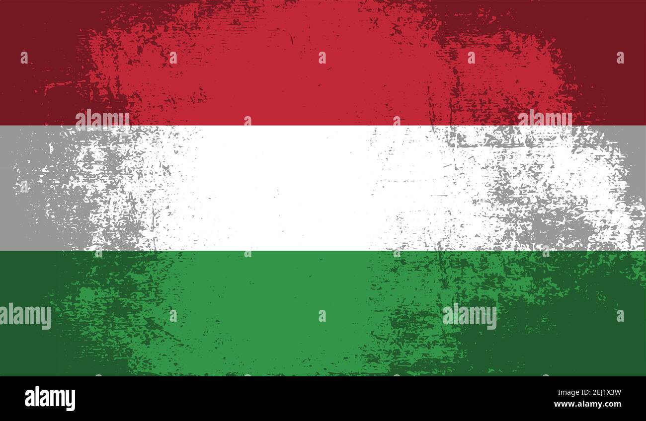 Hungary Flag. Grunge brush stroke with Hungary Flag isolated on grey ...