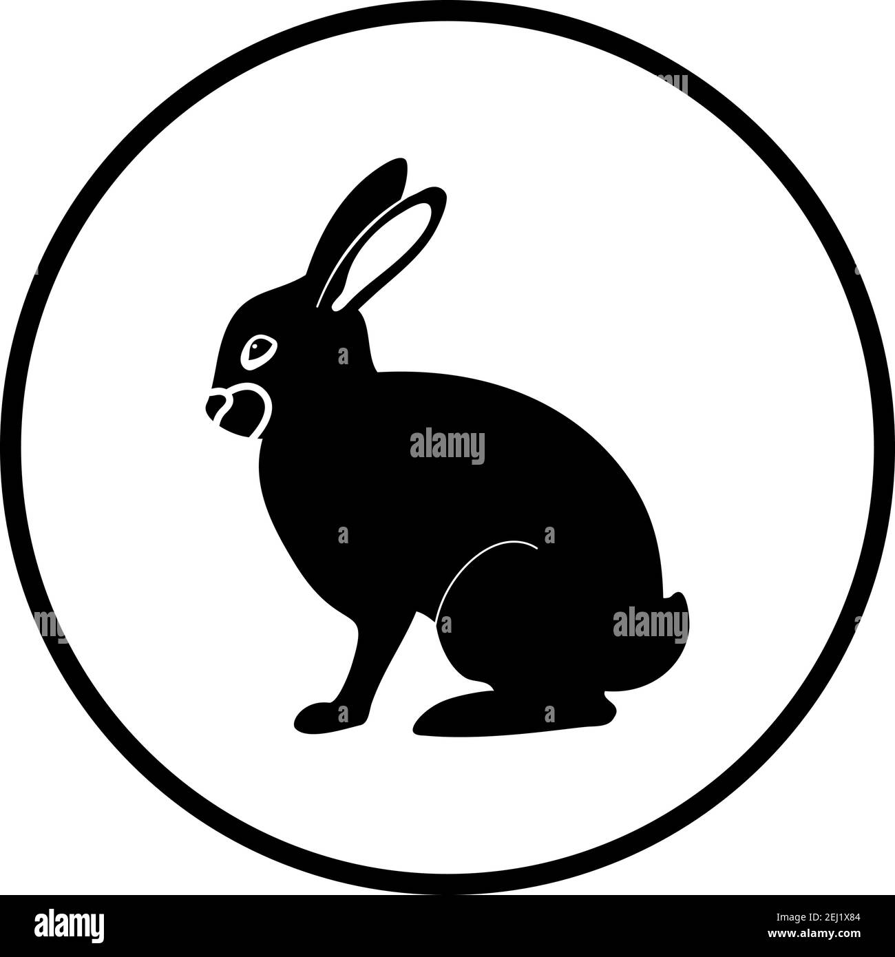 Easter Rabbit Icon. Thin Circle Stencil Design. Vector Illustration ...