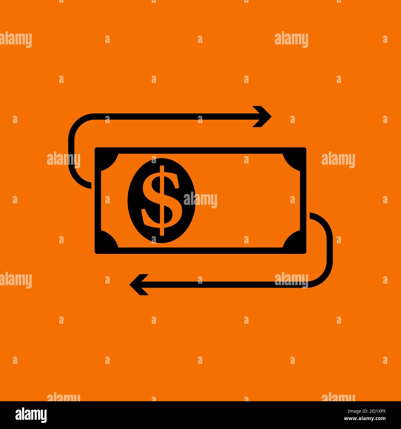 Cash Back Dollar Banknote Icon. Black on Orange Background. Vector ...