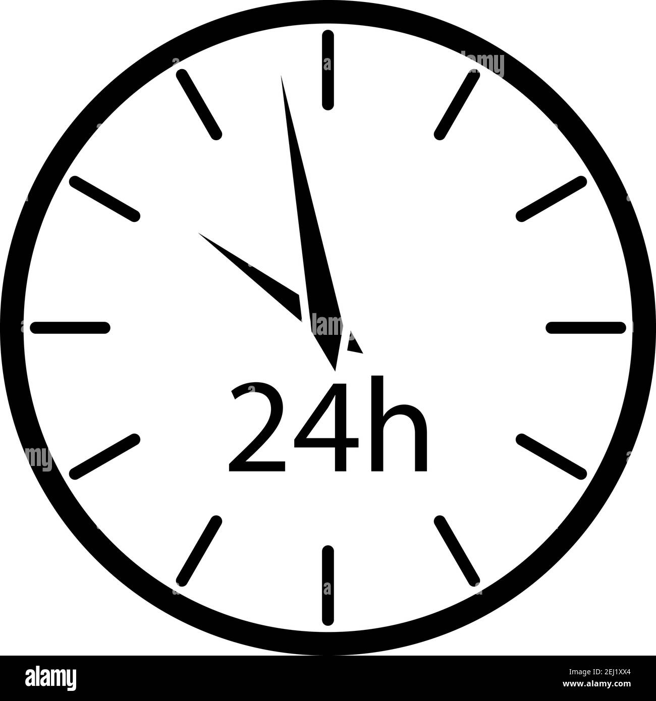 24 Hours Clock Icon. Black Stencil Design. Vector Illustration Stock ...