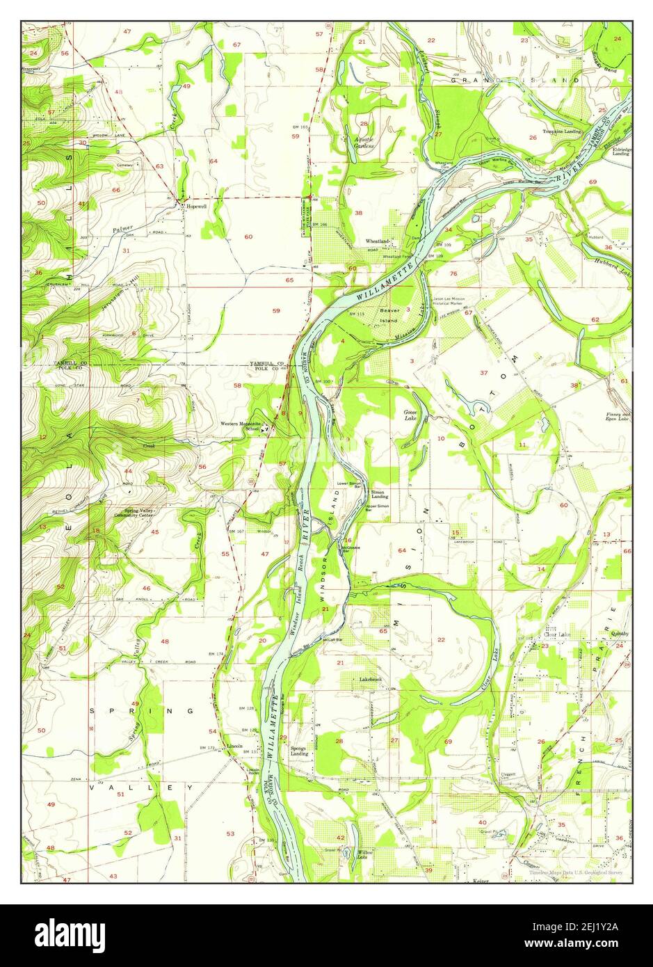Mission Bottom, Oregon, map 1957, 1:24000, United States of America by ...