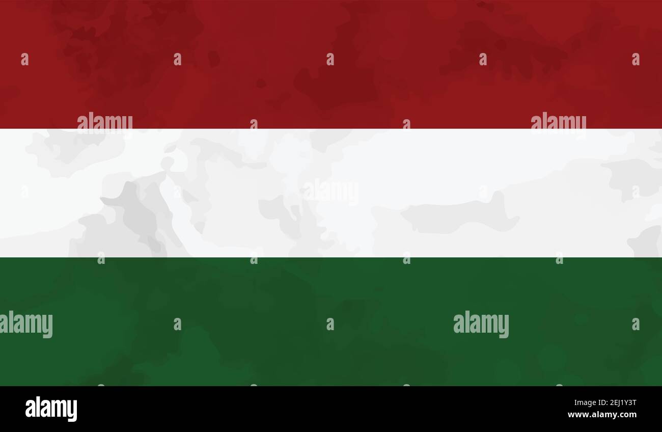 Hungary Flag. Grunge brush stroke with Hungary Flag isolated on grey ...
