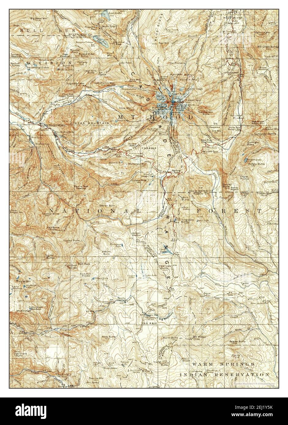 Mount Hood, Oregon, map 1927, 1:125000, United States of America by ...