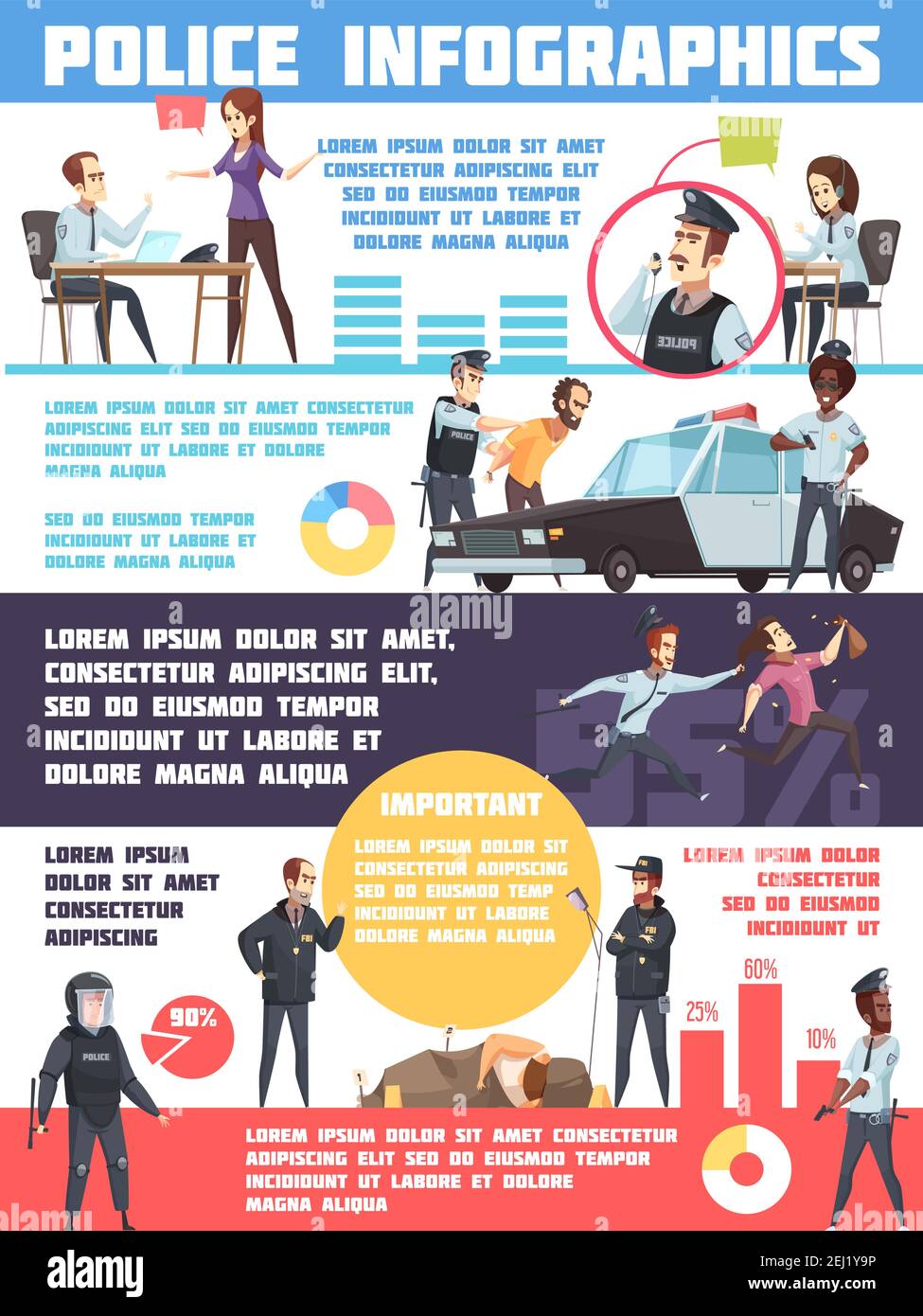 Police infographics layout with criminal and detention statistic ...