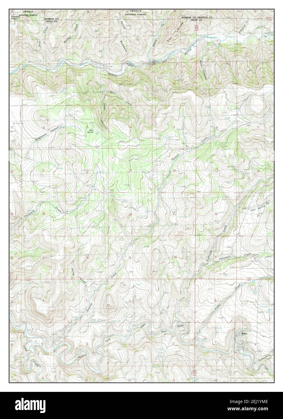 Ritter, Oregon, map 1990, 1:24000, United States of America by Timeless ...