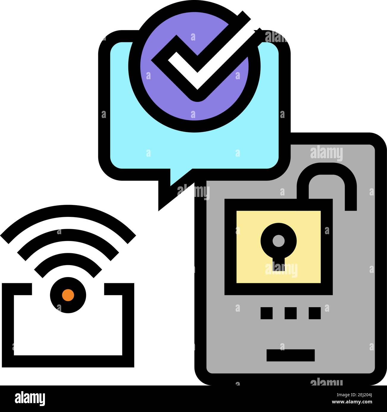 card with rfid chip for unlock door color icon vector illustration ...