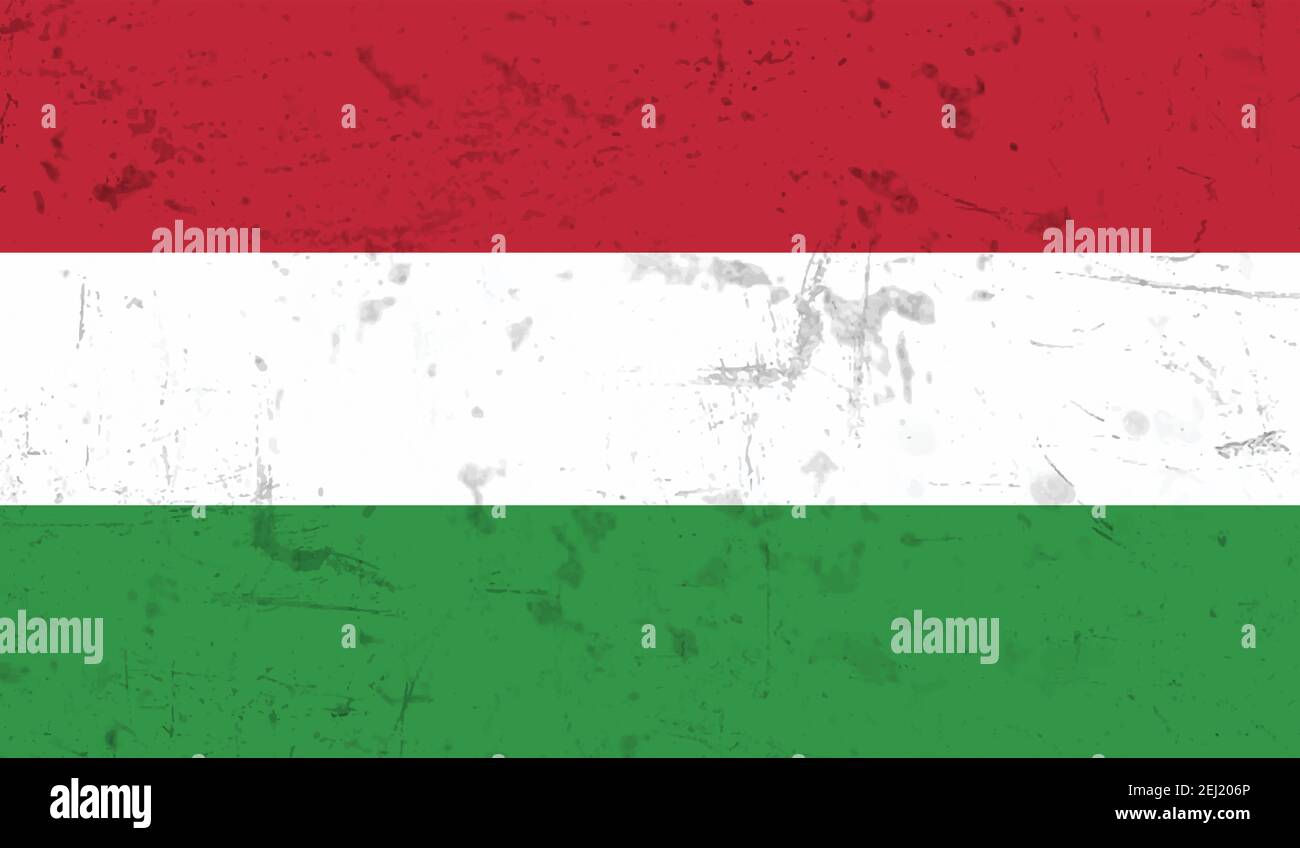 Hungary Flag. Grunge brush stroke with Hungary Flag isolated on grey ...