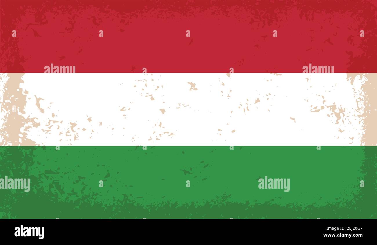 Hungary Flag. Grunge brush stroke with Hungary Flag isolated on grey ...
