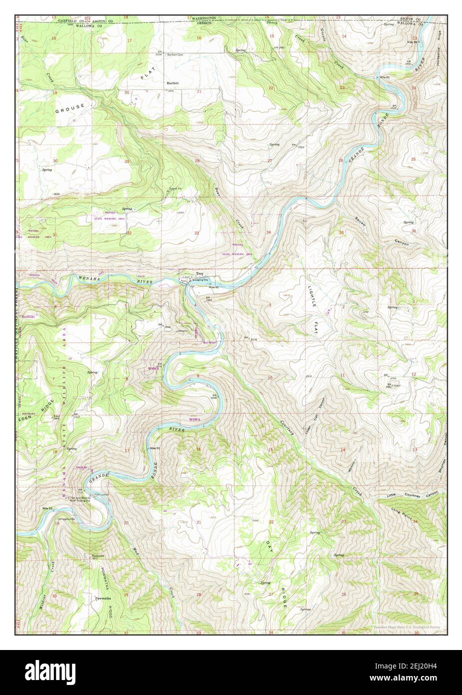 Troy, Oregon, map 1967, 1:24000, United States of America by Timeless ...