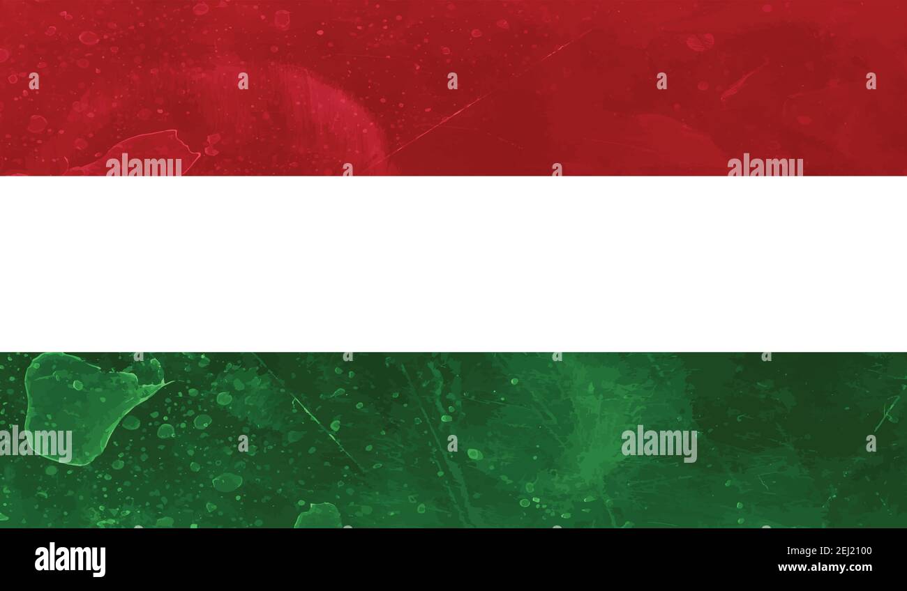 Hungary Flag. Grunge brush stroke with Hungary Flag isolated on grey ...