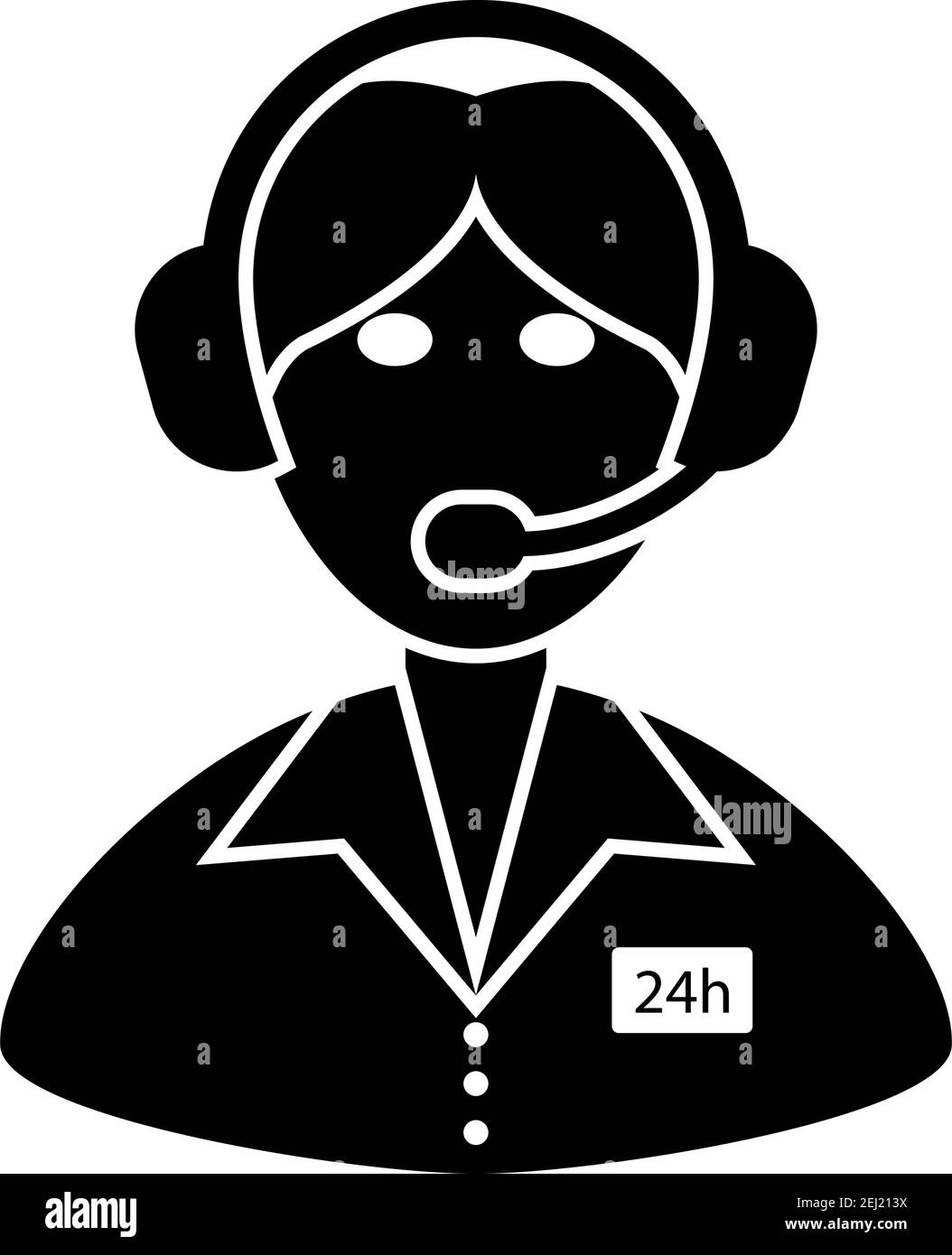 24 Hour Operator Icon. Black Stencil Design. Vector Illustration Stock ...