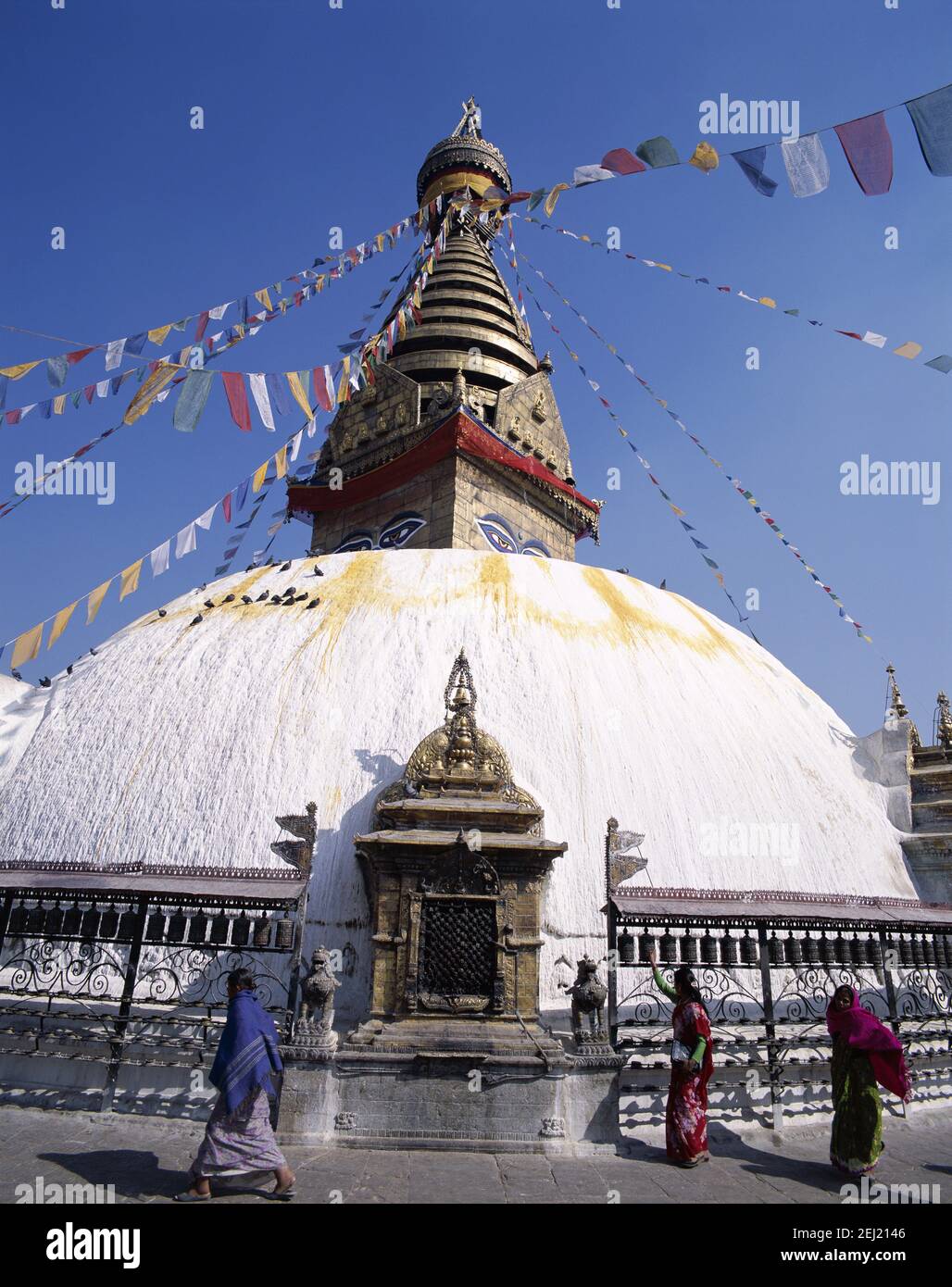 Asia,Nepal, Kathmandu, Swayambhunath Temple and Buddhist Stupa Stock ...