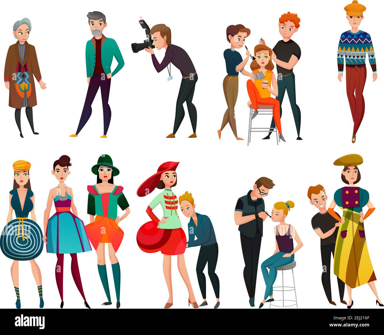 Set of people in fashion industry including models, designer, stylist ...