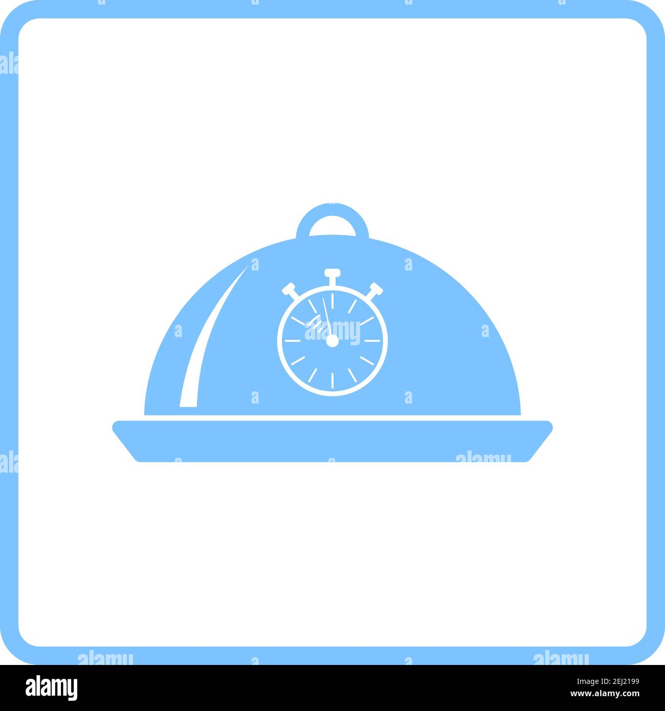 Cloche With Stopwatch Icon. Blue Frame Design. Vector Illustration ...