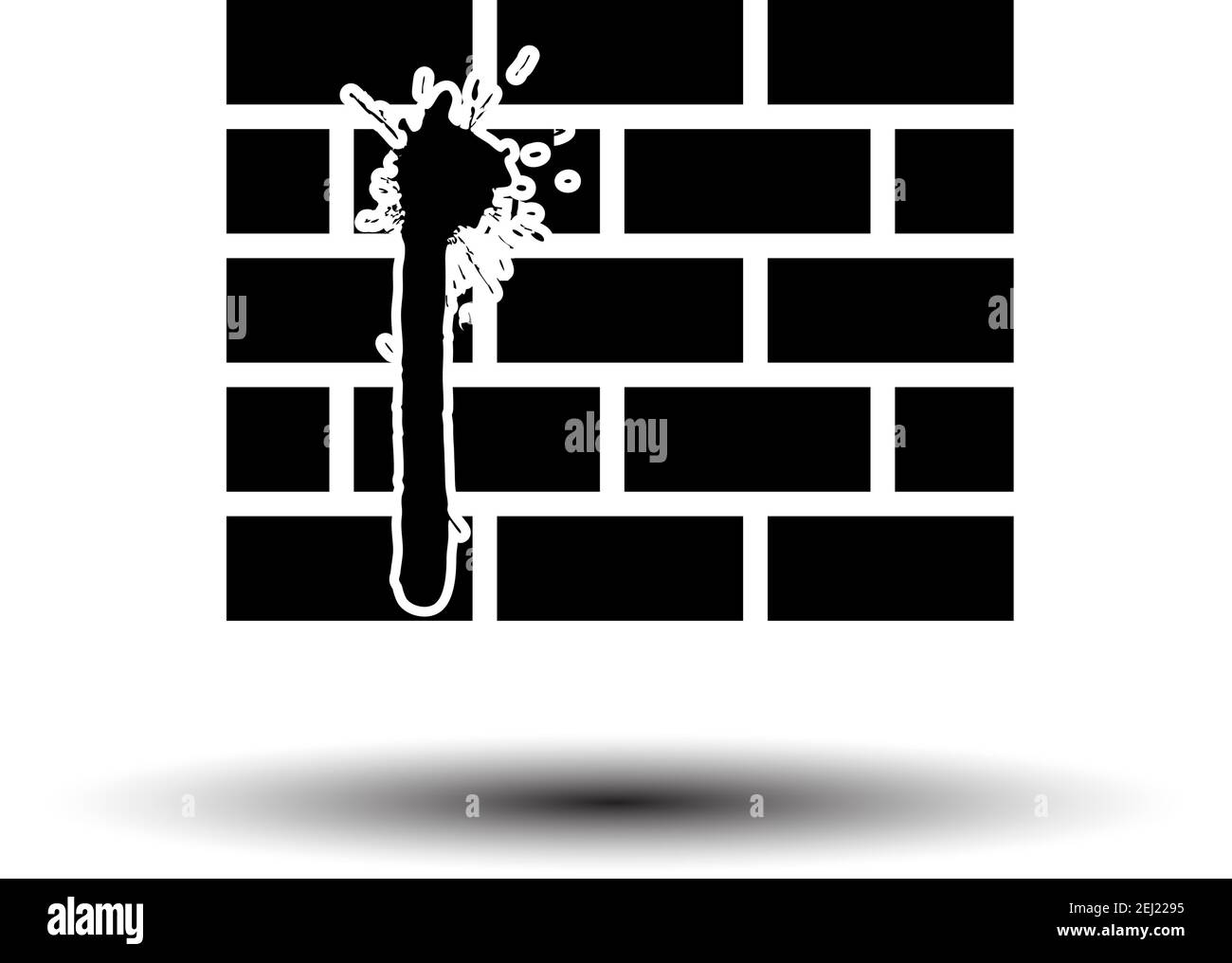 Blood On Brick Wall Icon. Black on White Background With Shadow. Vector ...