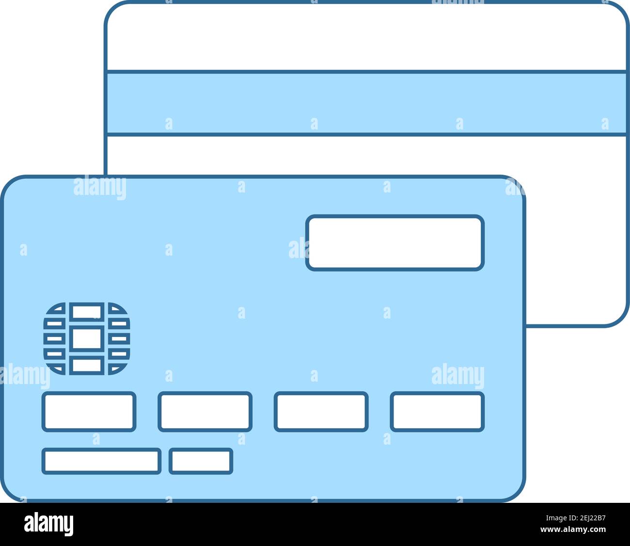 Front And Back Side Of Credit Card Icon. Thin Line With Blue Fill ...
