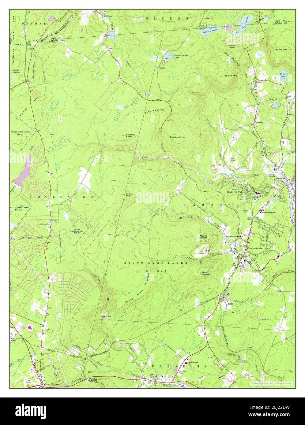 Buck Hill Falls, Pennsylvania, map 1966, 1:24000, United States of ...
