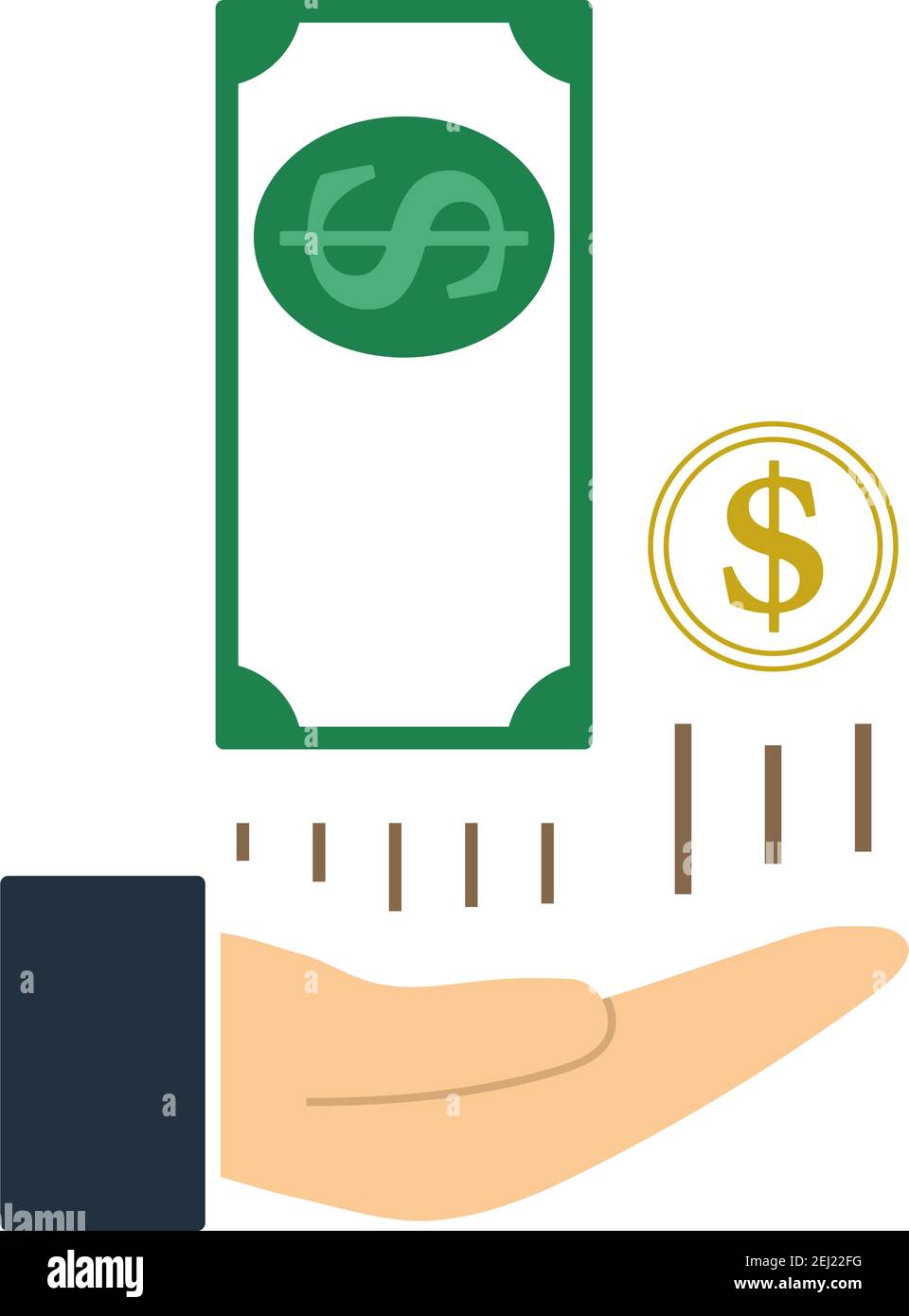 Cash Back To Hand Icon. Flat Color Design. Vector Illustration Stock ...