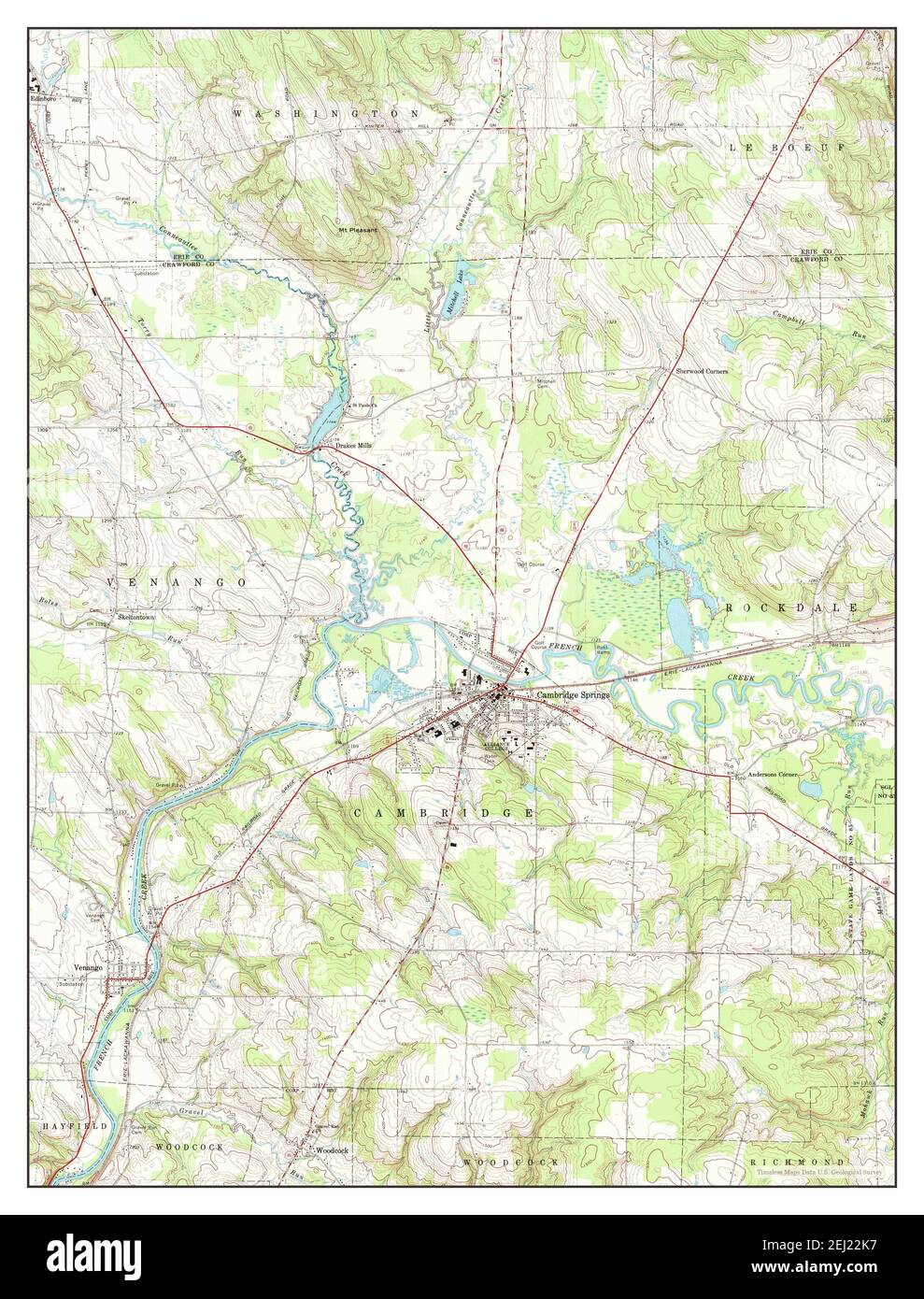 Map of cambridge springs Cut Out Stock Images & Pictures - Alamy