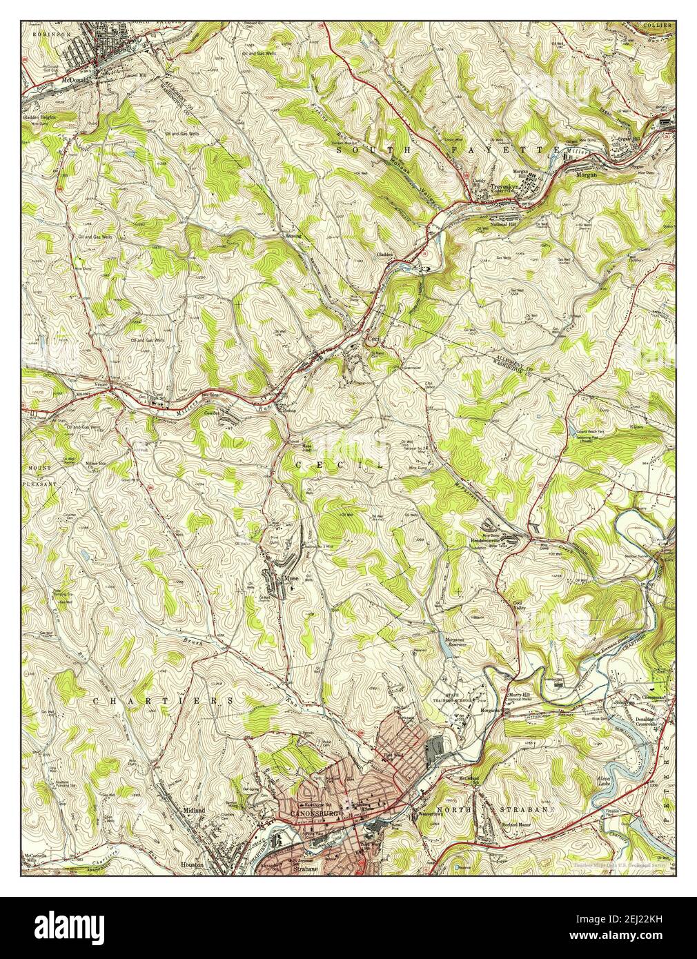Canonsburg, Pennsylvania, map 1953, 1:24000, United States of America ...