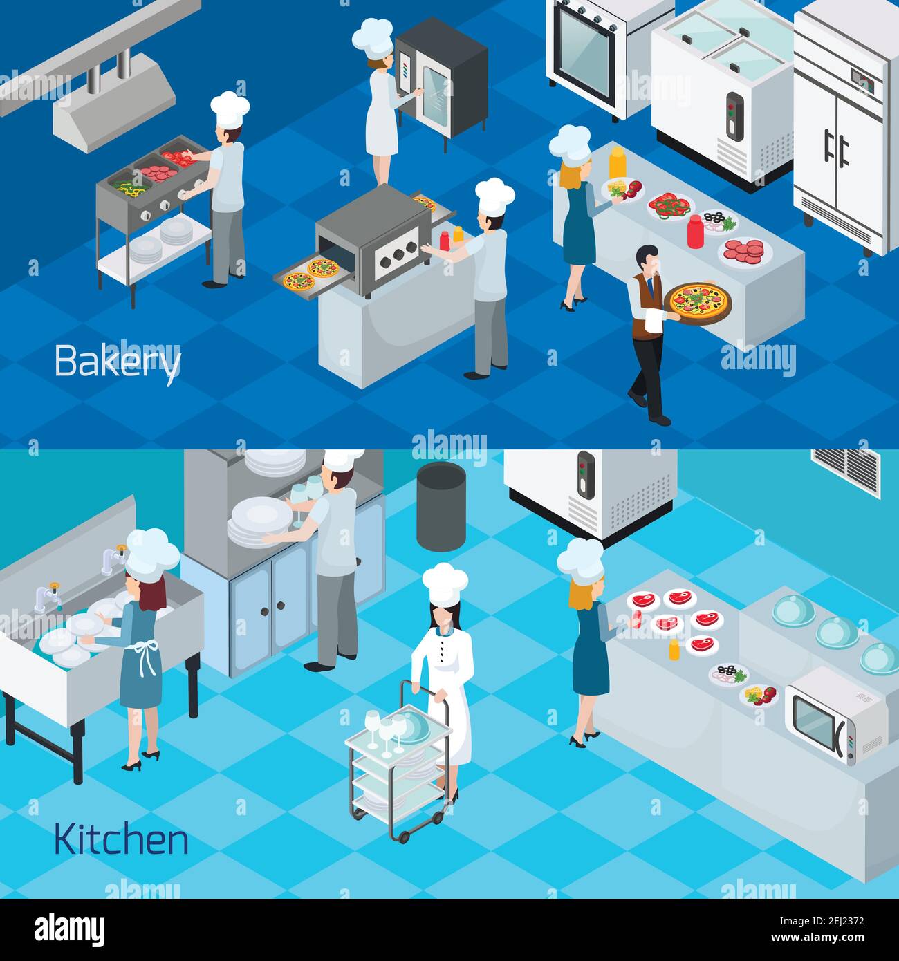 Bakery kitchen interior furniture equipment appliances 2 horizontal ...