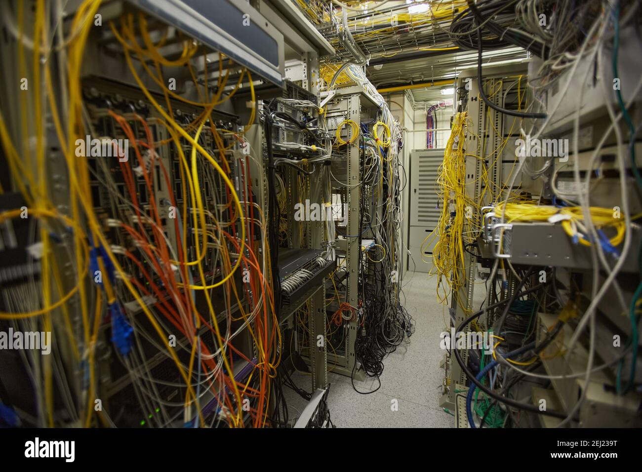 Background image of network server room with internet cables and wires ...