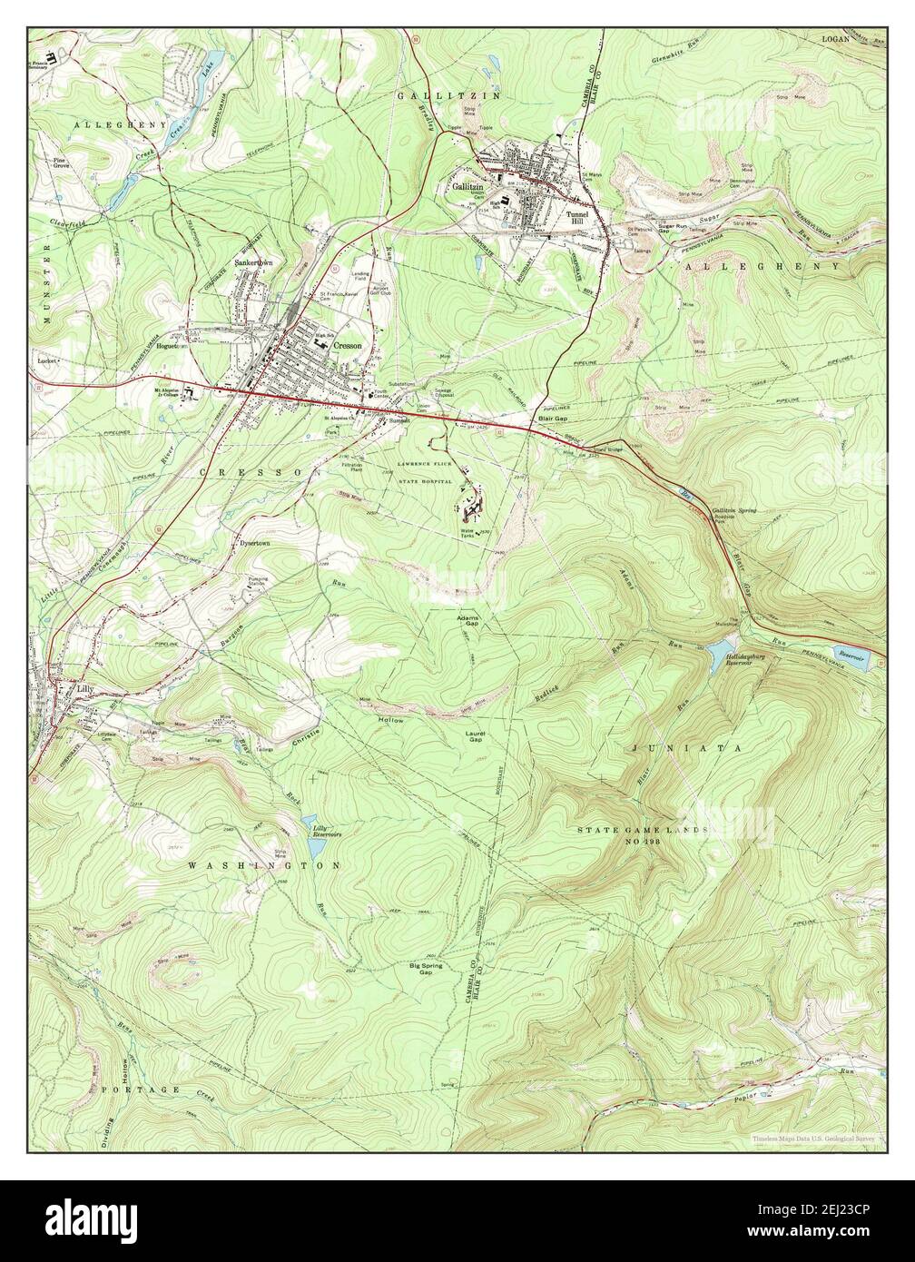 Cresson, Pennsylvania, map 1963, 1:24000, United States of America by ...