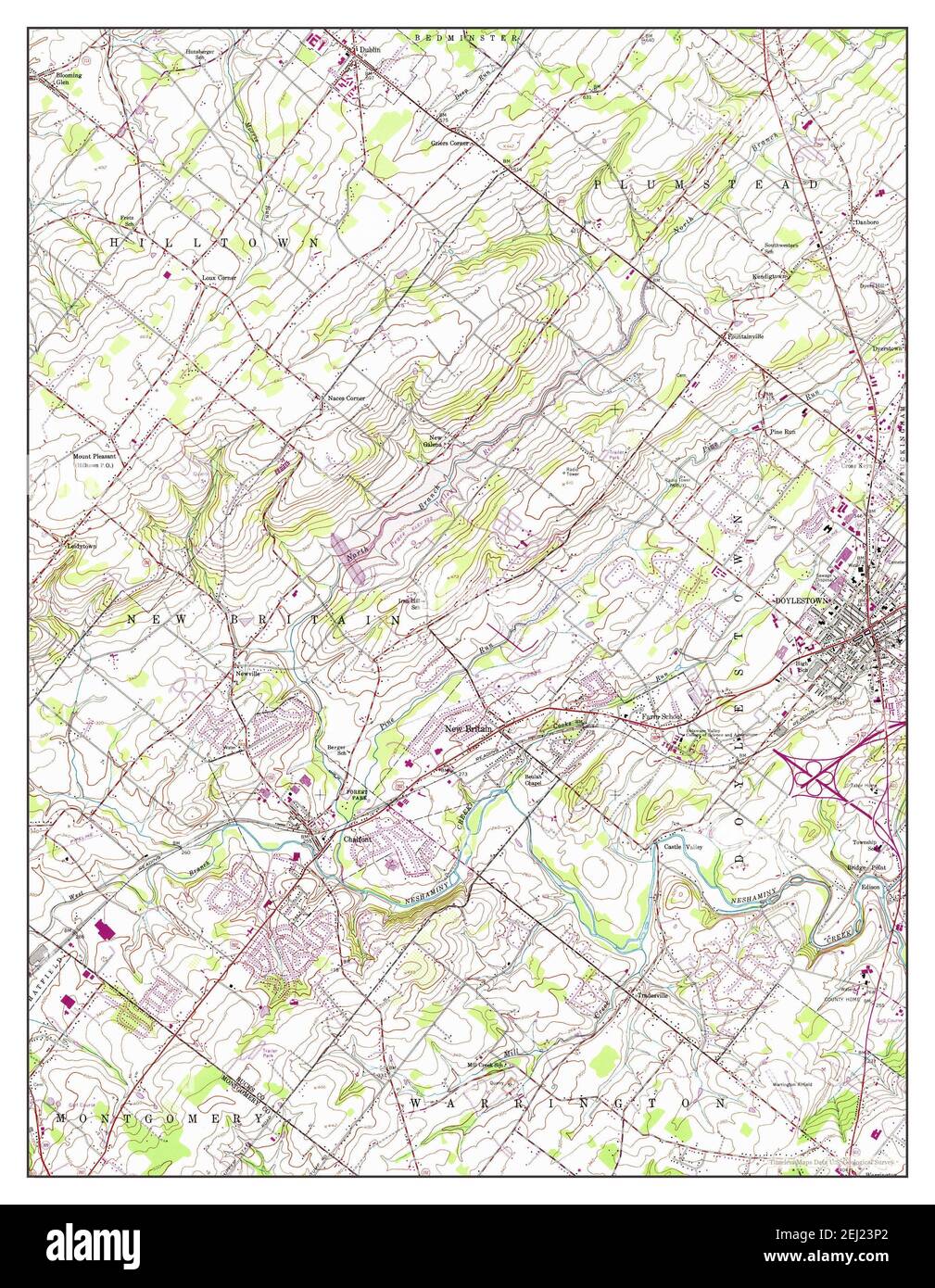 Doylestown, Pennsylvania, map 1953, 1:24000, United States of America ...