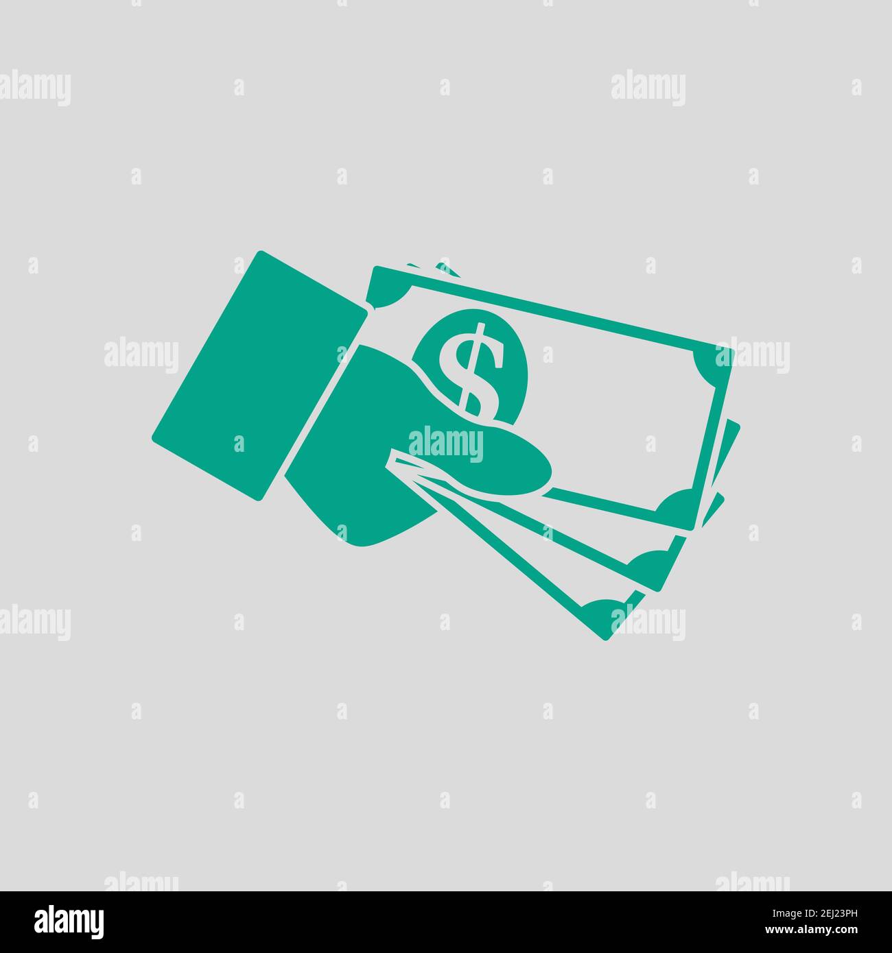 Hand Holding Money Icon. Green on Gray Background. Vector Illustration ...