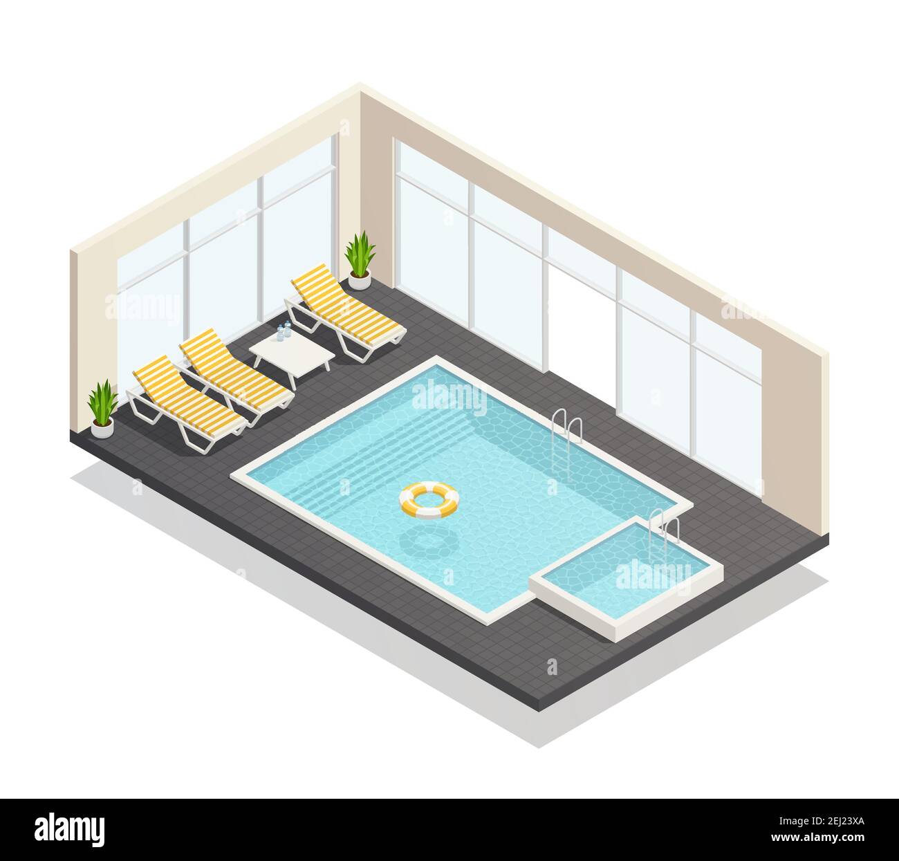 Recreation Indoor Swimming Pool And Fun Bath With Poolside Lounge