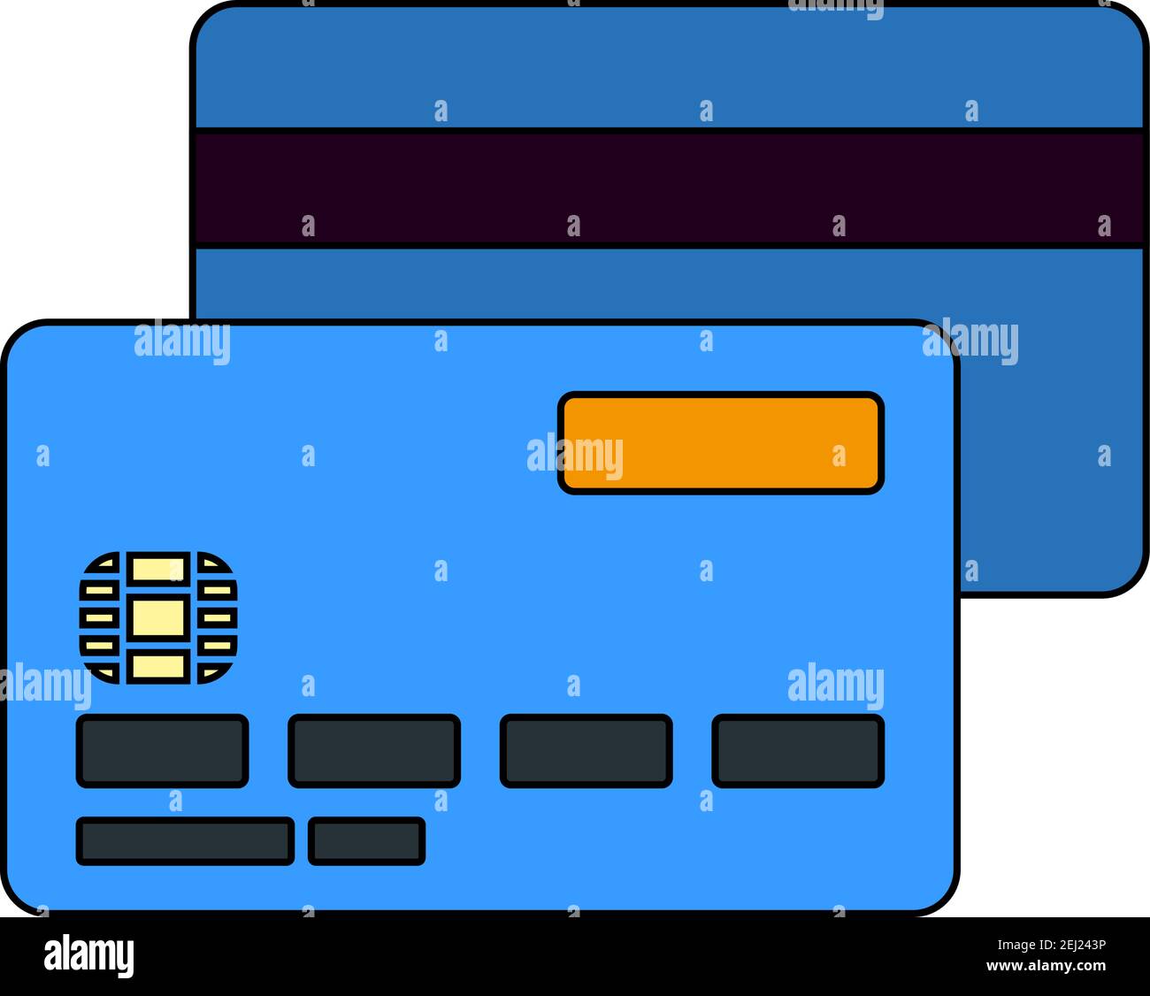 Front And Back Side Of Credit Card Icon. Editable Outline With Color ...