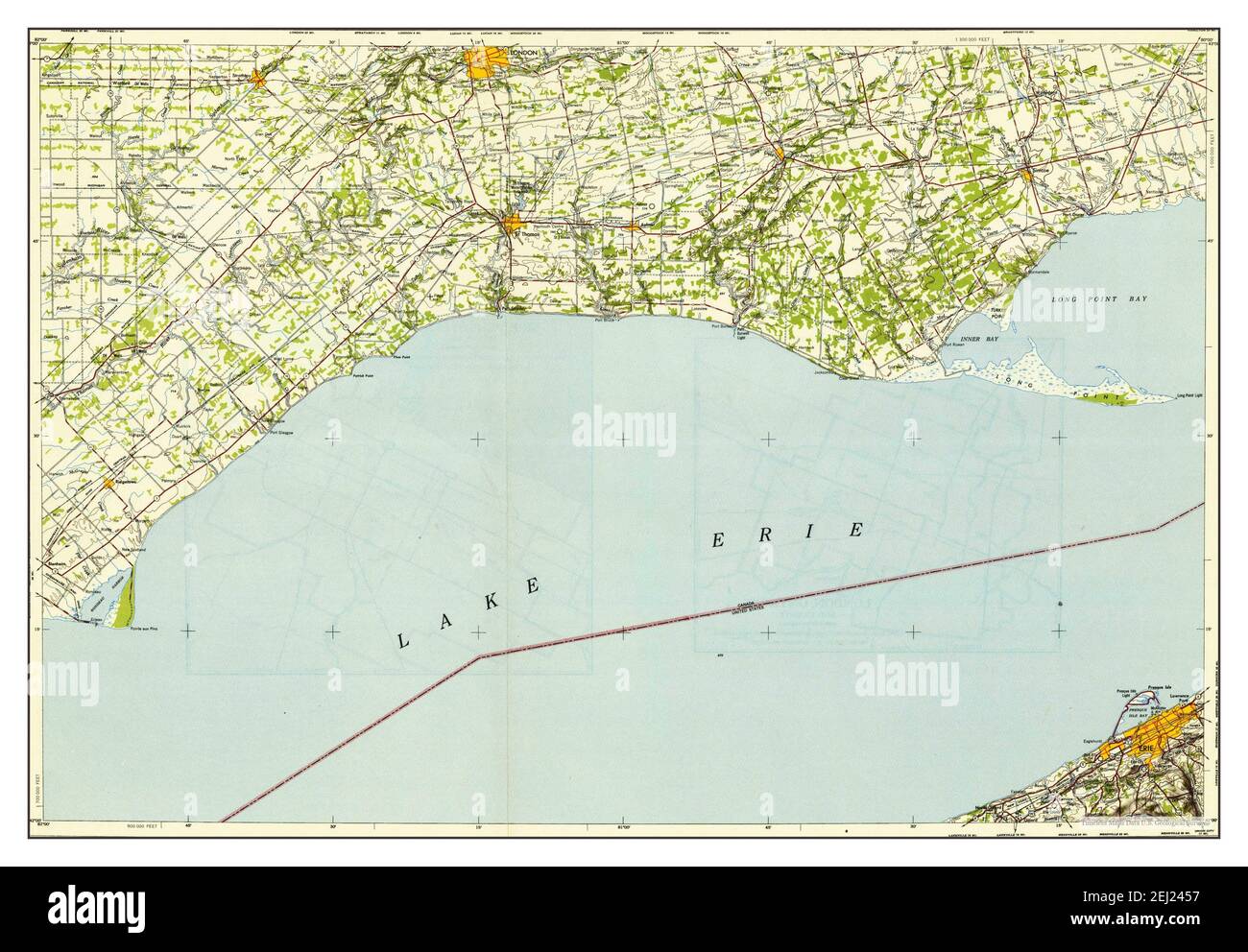 Erie, Pennsylvania, map 1950, 1:250000, United States of America by ...