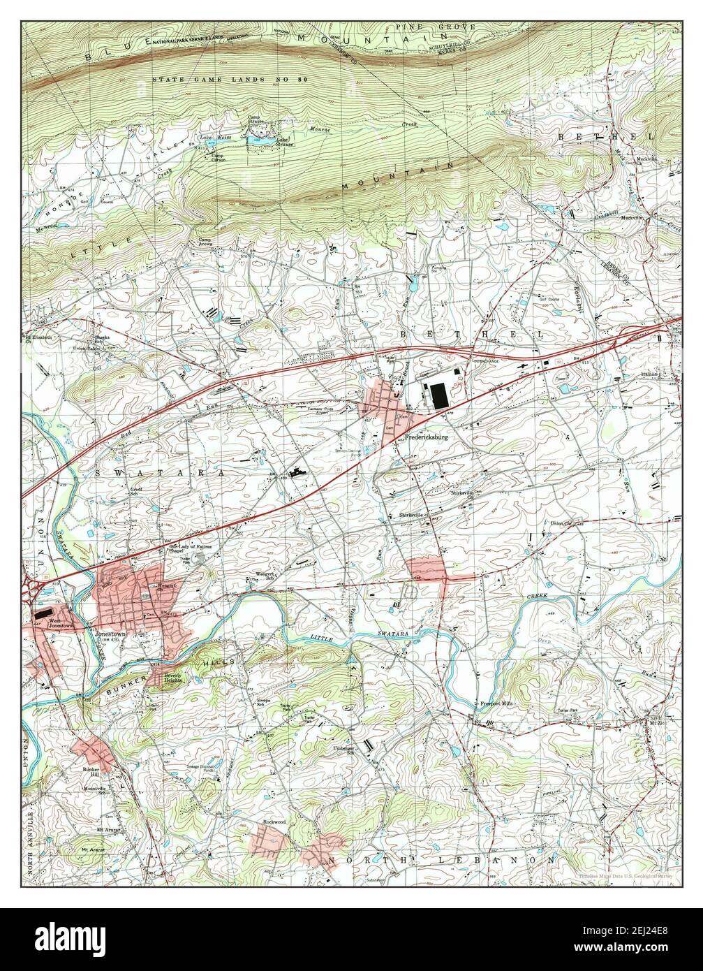 Fredericksburg, Pennsylvania, map 1999, 1:24000, United States of ...