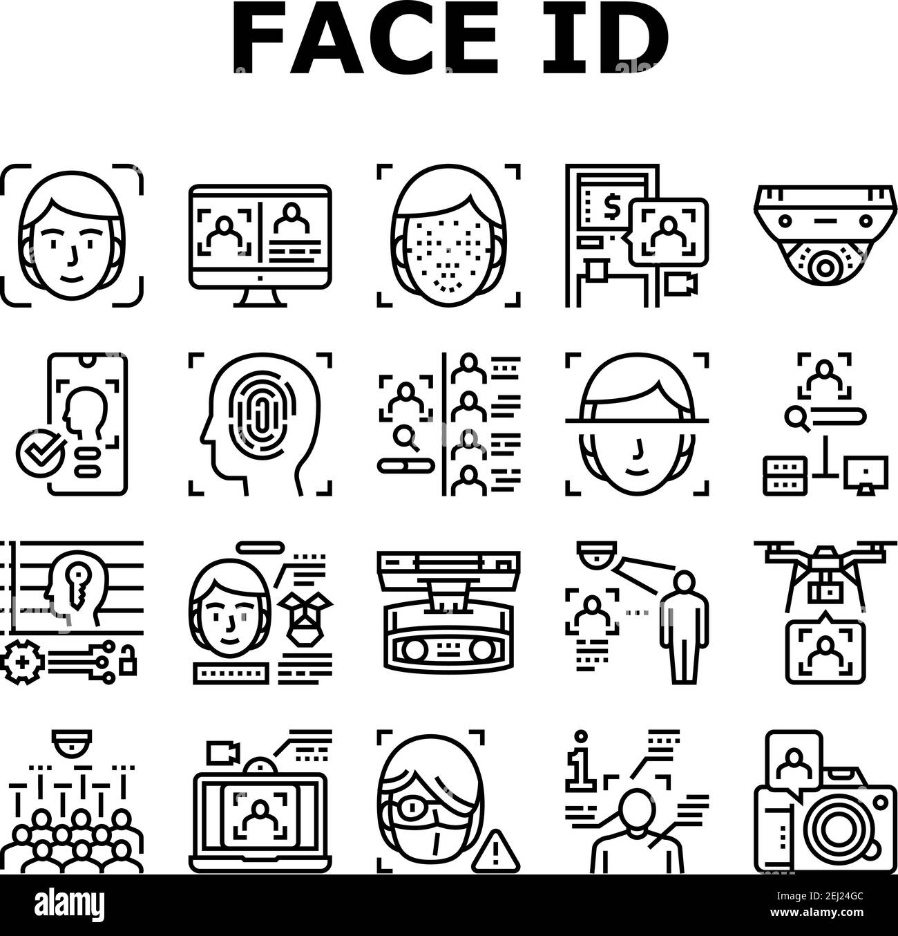 Face Id Technology Collection Icons Set Vector Stock Vector Image & Art ...
