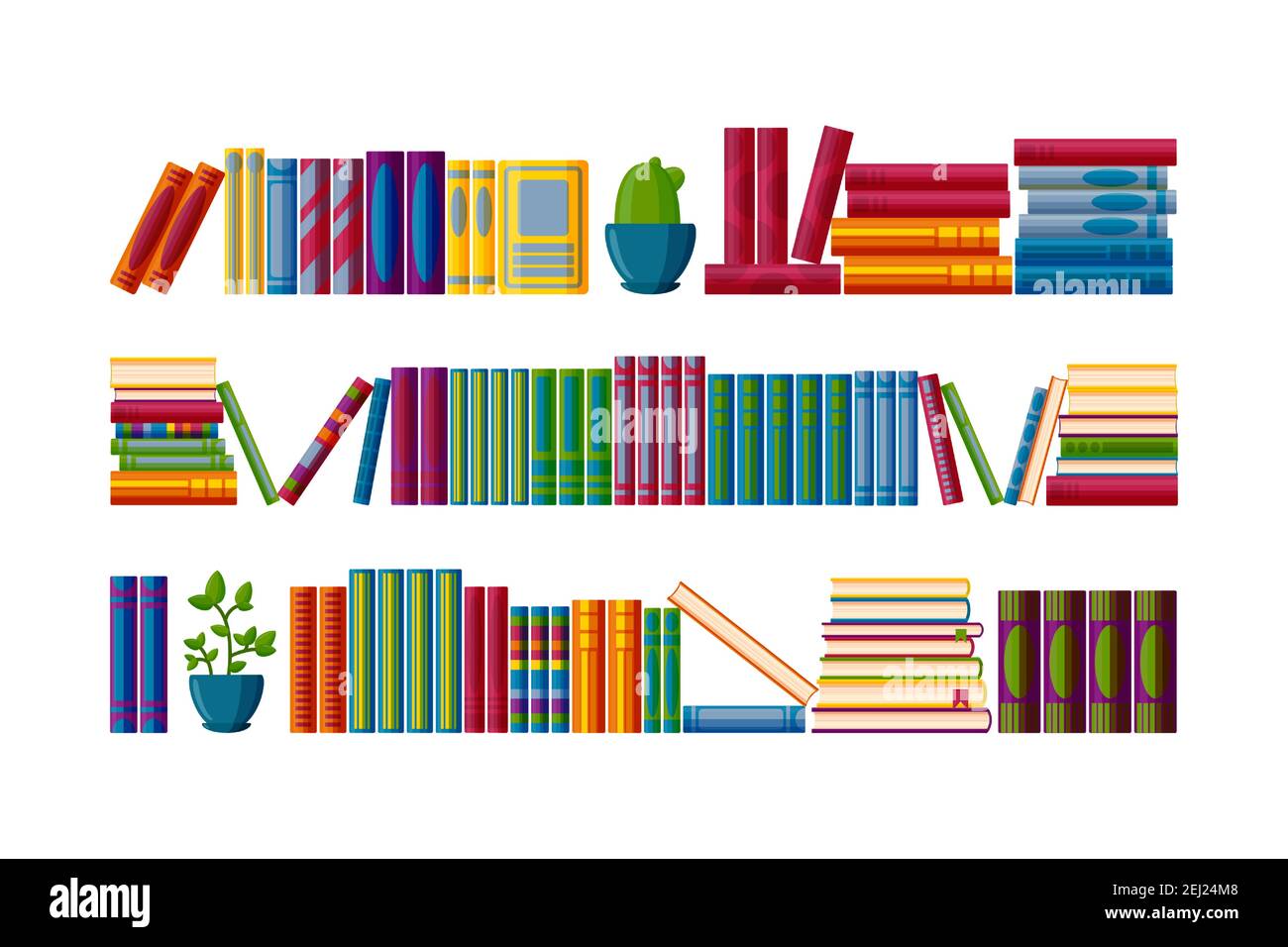 Literature set with books. Set for bookstore shelves in cartoon style ...