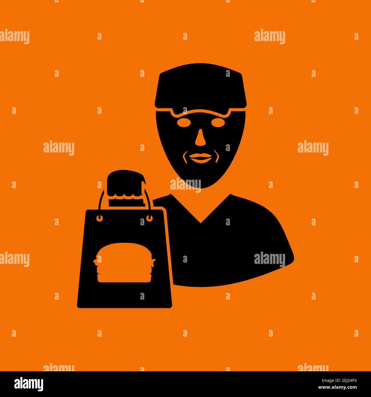 Food Delivery Icon. Black on Orange Background. Vector Illustration ...