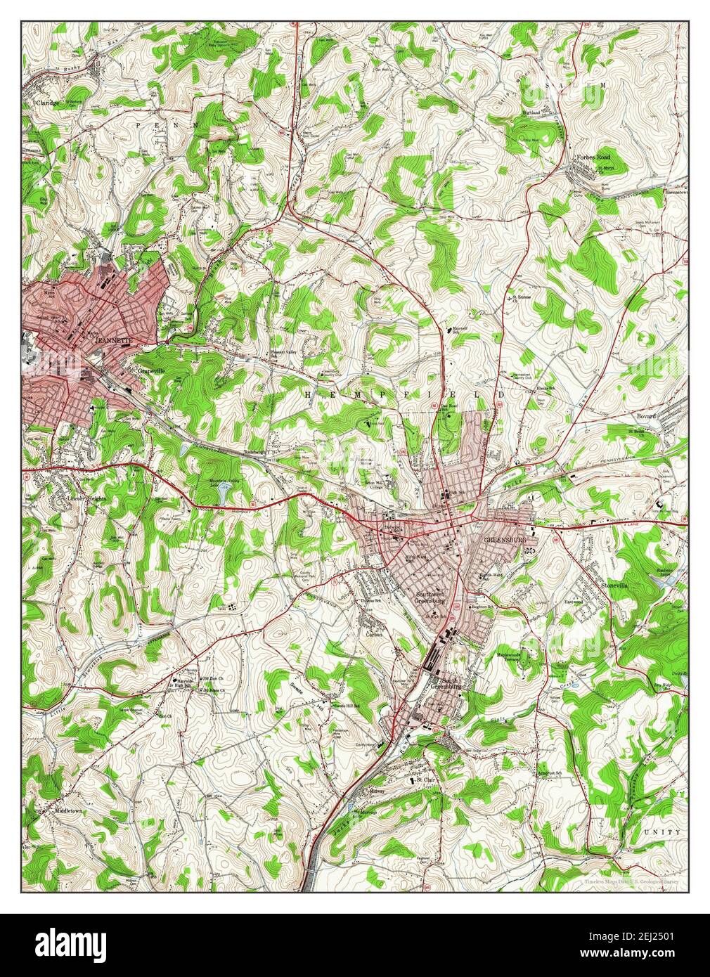 Greensburg, Pennsylvania, map 1954, 1:24000, United States of America ...