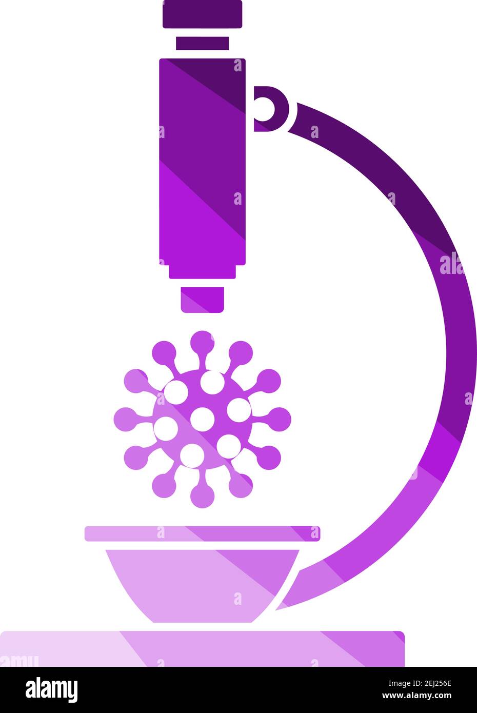 Research Coronavirus By Microscope Icon. Flat Color Ladder Design ...