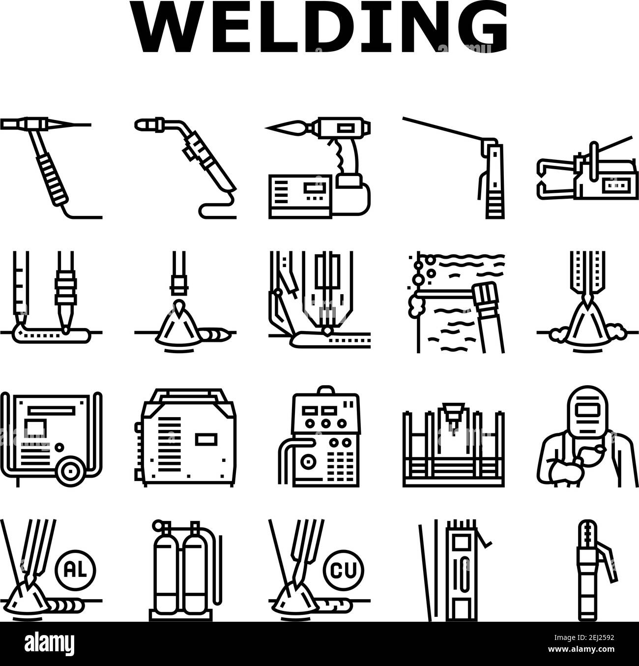 Welding Machine Tool Collection Icons Set Vector Stock Vector Image ...